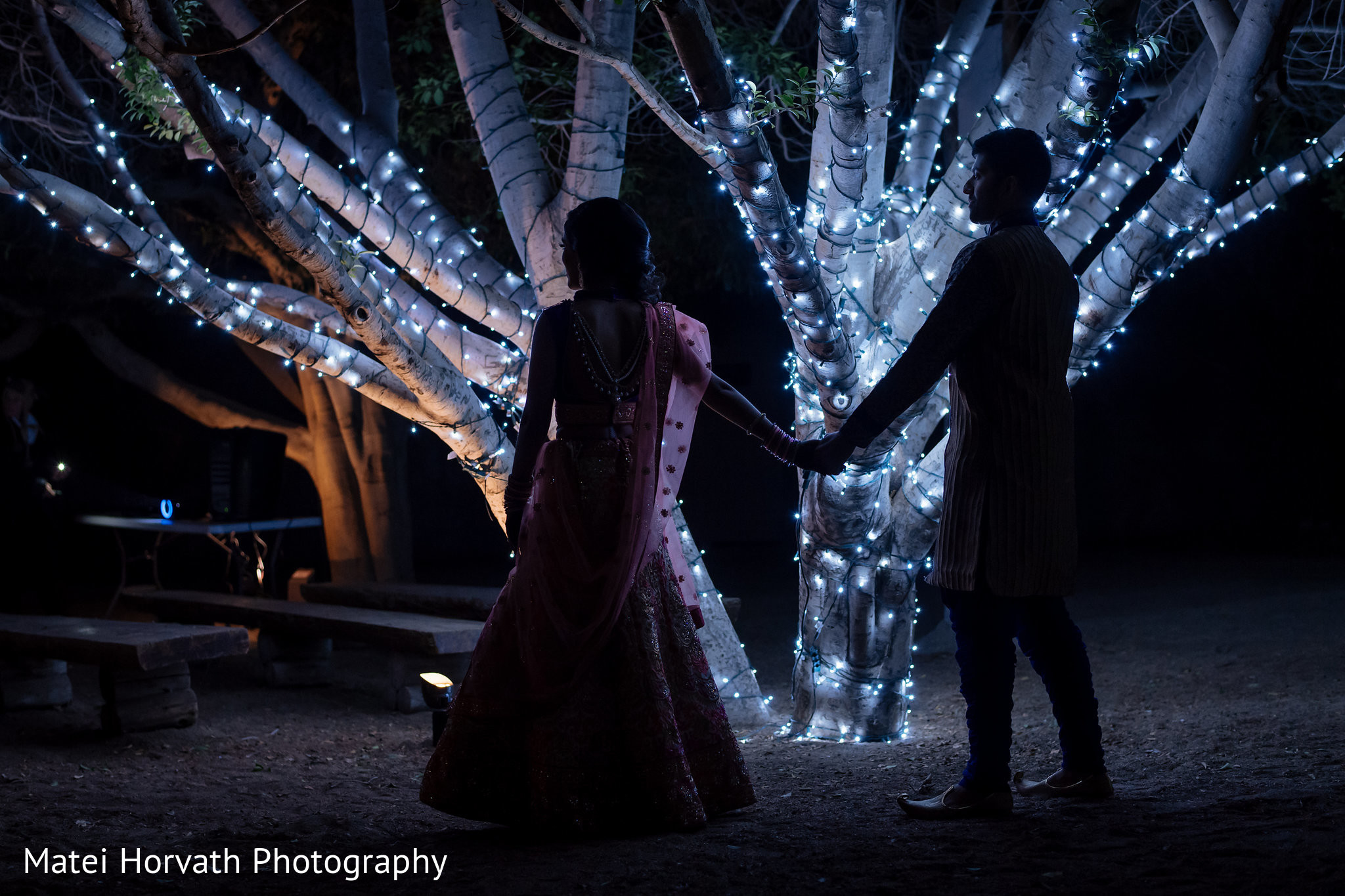 Indian couple holding hands photography at sangeet ceremony | Photo 111443
