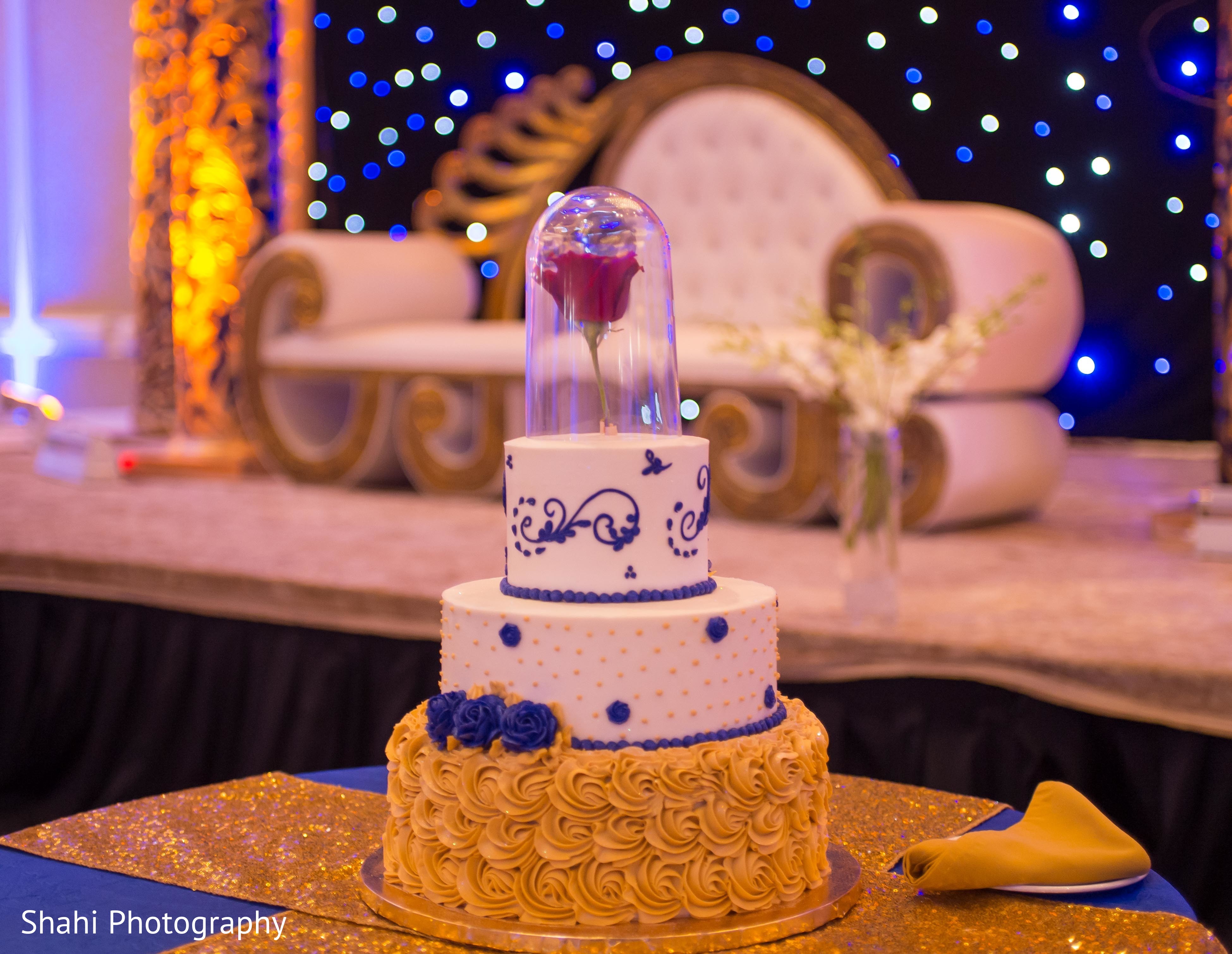 Lovely Indian wedding yellow, white and purple cake. | Photo 162964