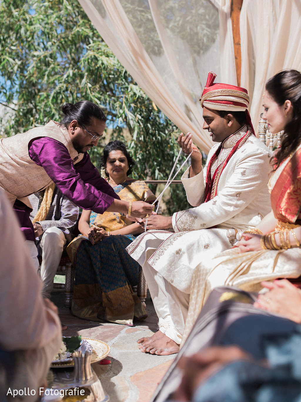 Indian groom and bride during a moment of the Indian wedding ...