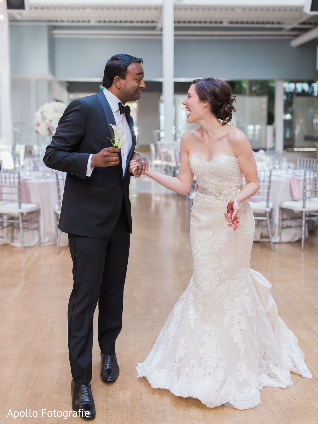 Enchanting Indian bride and groom on their wedding reception outfits ...