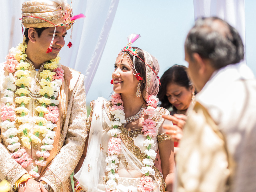Beautiful maharani staring at the Indian groom as the ceremony ...