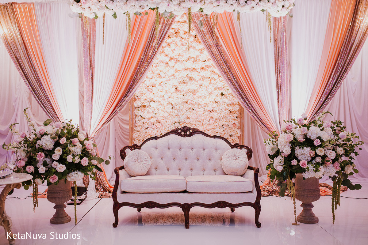 Dreamy stage set up with flowers and drapes. | Photo 248350