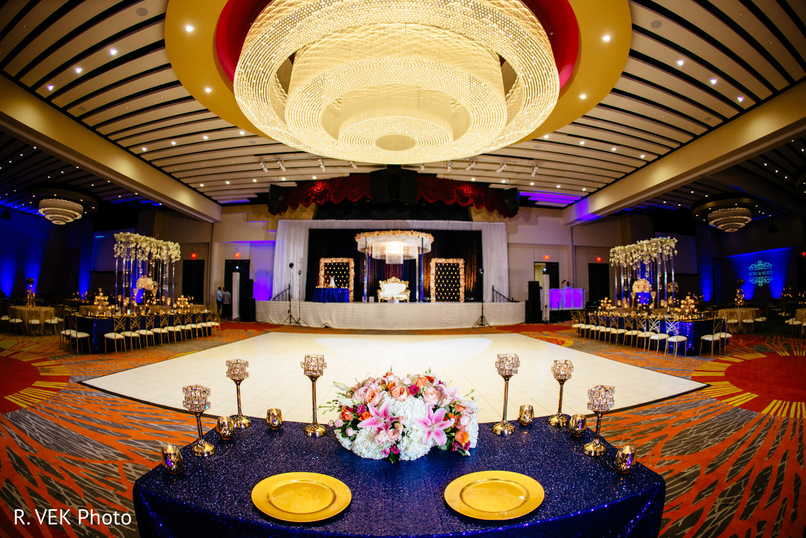 Indian wedding reception's dance floor decor ideas. | Photo 260687
